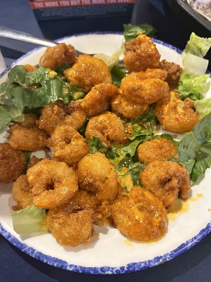 Boom Boom Shrimp—the dish that makes you wonder why we ever bothered eating shrimp any other way. Crispy, saucy perfection.