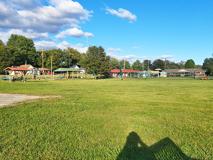 Boonville City Lake Park offers expansive green space and colorful playground equipment—the perfect spot for families to create memories on sunny Indiana afternoons.