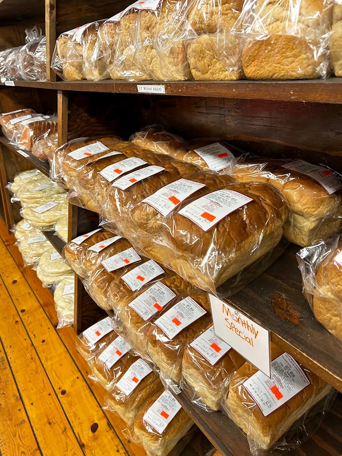 Freshly baked loaves lined up like edible bricks—the foundation of any respectable sandwich architecture or morning toast ritual.