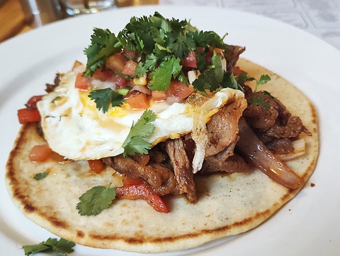 The breakfast fajita pita—when Tex-Mex meets Middle Eastern bread, magic happens on your plate and palate.