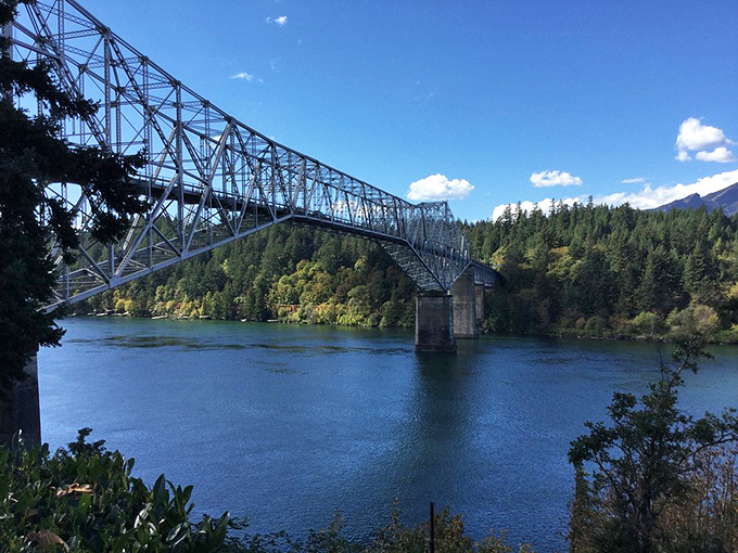 The aptly named Bridge of the Gods spans more than just water—it connects two states and countless memories for generations of travelers.