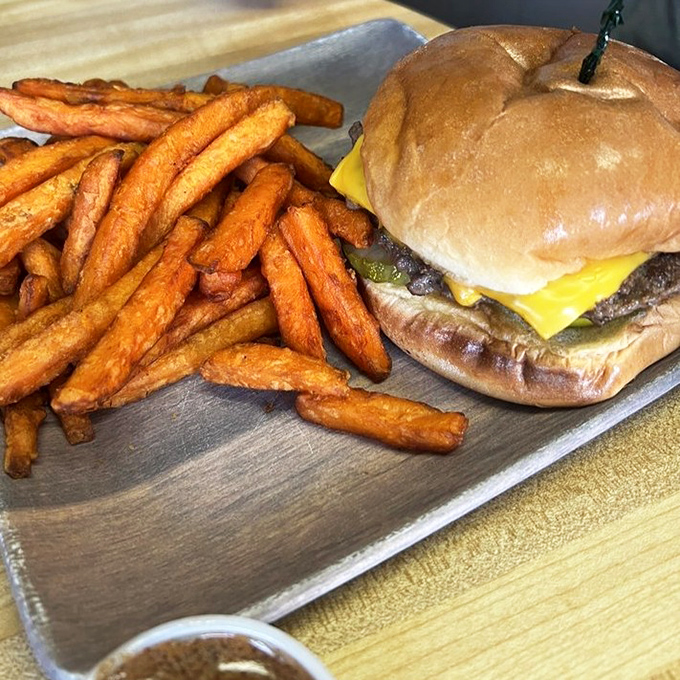 A burger and sweet potato fries that remind you why sometimes the classics deserve their legendary status.