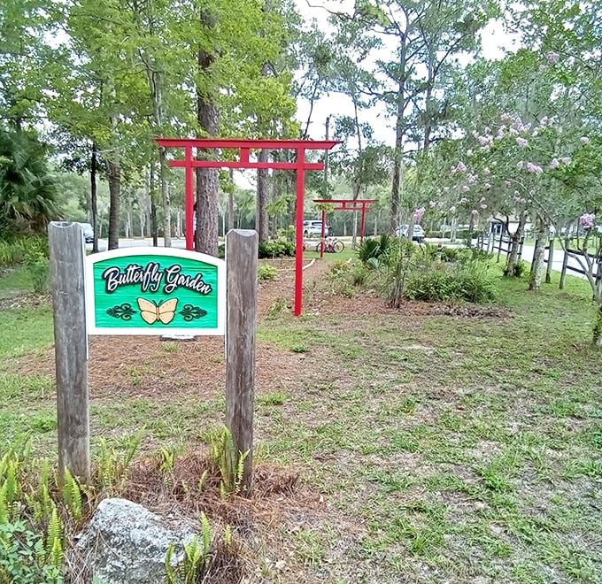 The Butterfly Garden entrance promises winged magic ahead – nature's free entertainment for those who've learned that the best things aren't things.