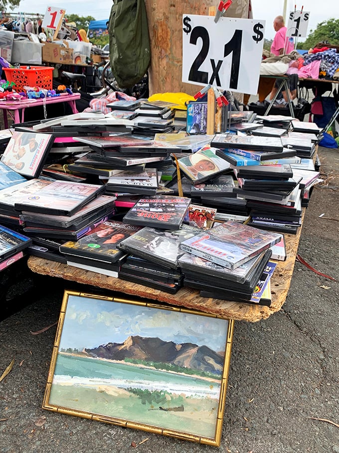 CDs and DVDs stacked like entertainment archaeology – your favorite decade's soundtrack awaits rediscovery and resurrection.