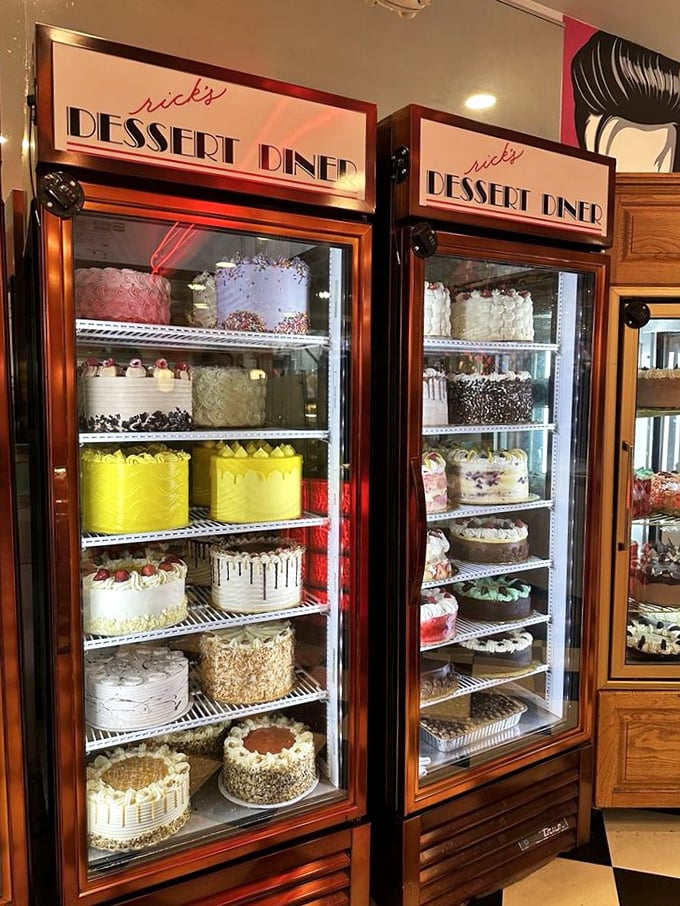 The cake display at Rick's is like the Louvre of layered desserts—each shelf a gallery of edible masterpieces.