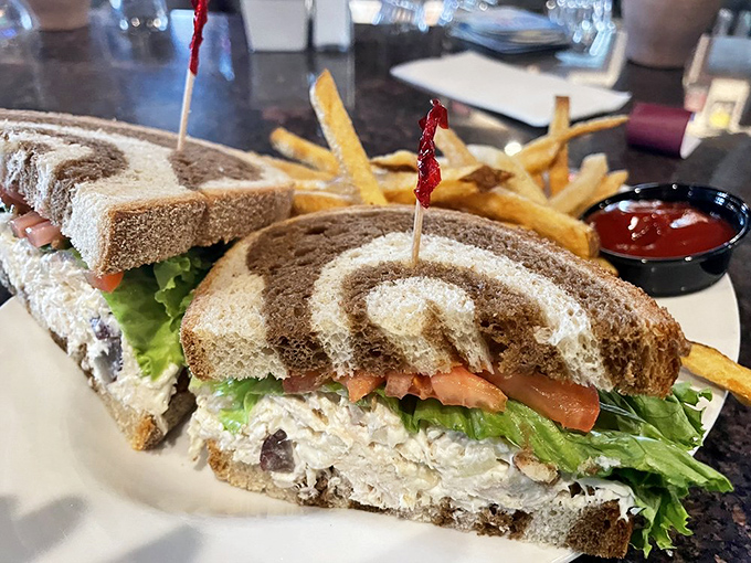 A sandwich that understands the importance of proper construction – notice how the bread-to-filling ratio achieves perfect harmony. 
