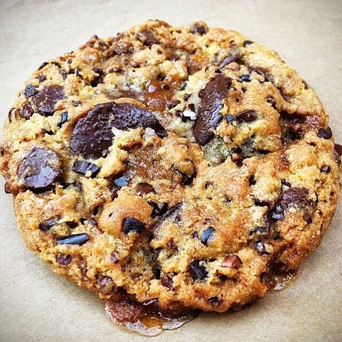 This chocolate toffee cookie looks like it should have its own Instagram account. Crisp edges, gooey center, and chocolate chunks large enough to count as therapy.