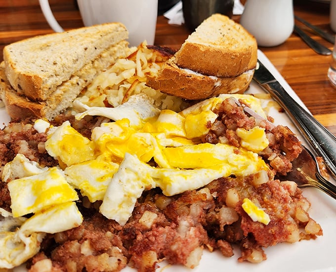 Corned beef hash and eggs—the breakfast that says, "Go ahead, cancel your lunch plans. You won't be hungry until dinner anyway."