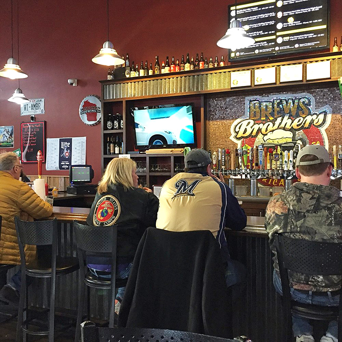 The bar area—where strangers become friends and Brewers fans become temporary family. Wisconsin sports and good beer: a perfect marriage.