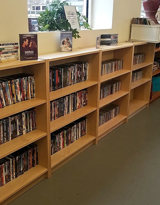 The DVD section offers a nostalgic trip through film history. Before streaming took over, these plastic cases were our gateway to movie night magic.