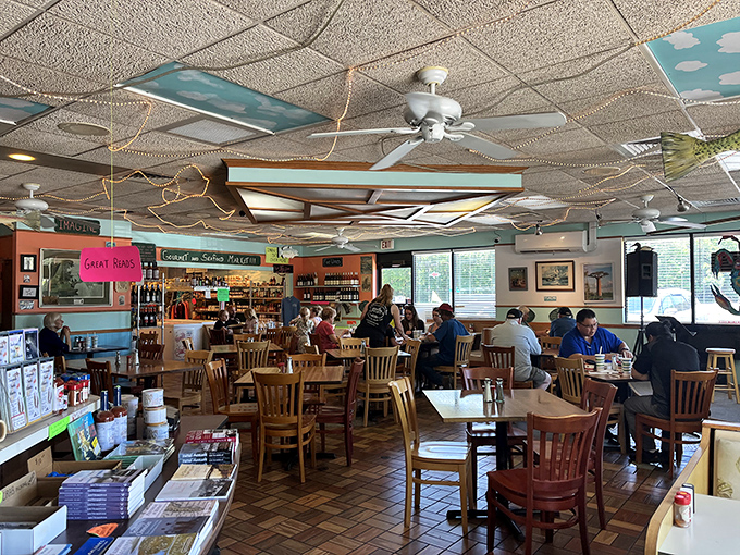 The dining room buzzes with the universal language of good food—nodding heads, pointing fingers, and the occasional "you've got to try this."