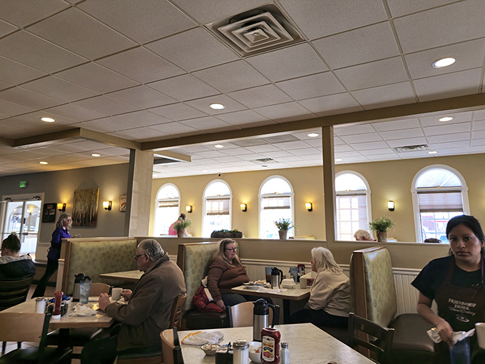 Cozy booths where strangers become neighbors and regulars are treated like family—the true essence of diner culture.