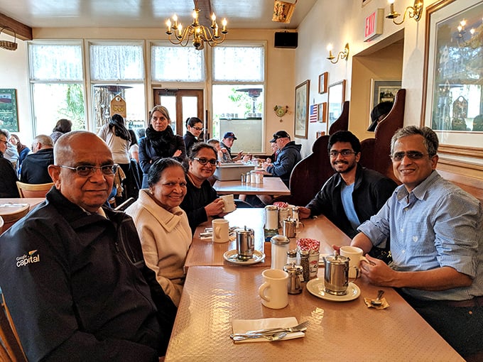 The dining room at Katy's – where strangers become friends united by the universal language of "you've got to try this!"