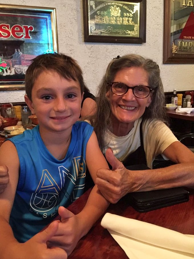 Three generations of Jamie's fans giving the universal signal of dining approval. Good food creates memories that last longer than the meal itself. 