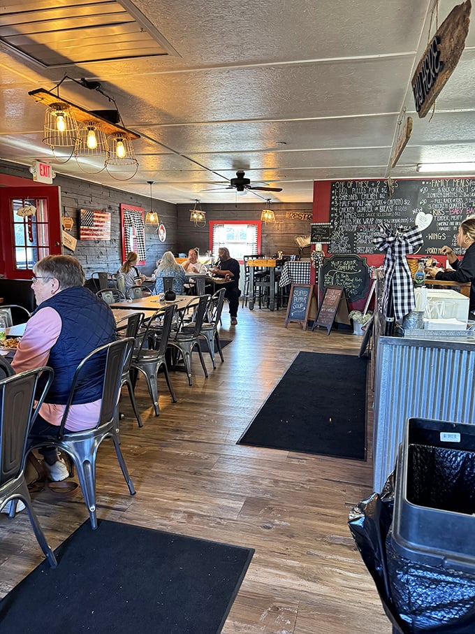 A bustling dining room where strangers become friends, united by the universal language of "mmm" and "pass the napkins, please."