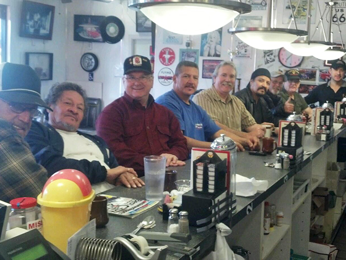The counter crew – where everybody knows everybody's coffee order and the conversation flows as freely as the refills.