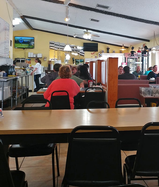 The breakfast rush in full swing—where locals gather to solve world problems over eggs.