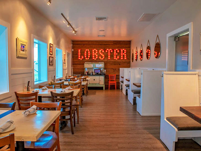 That "LOBSTER" sign isn't just decoration—it's a beacon of hope for the hungry and a promise of delicious things to come.
