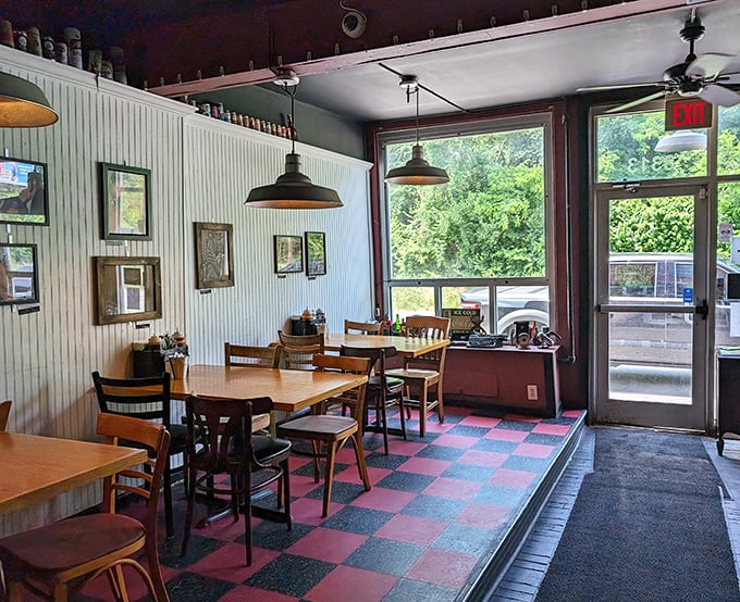 Cozy dining space where strangers become friends over shared appreciation for exceptional barbecue and good conversation.