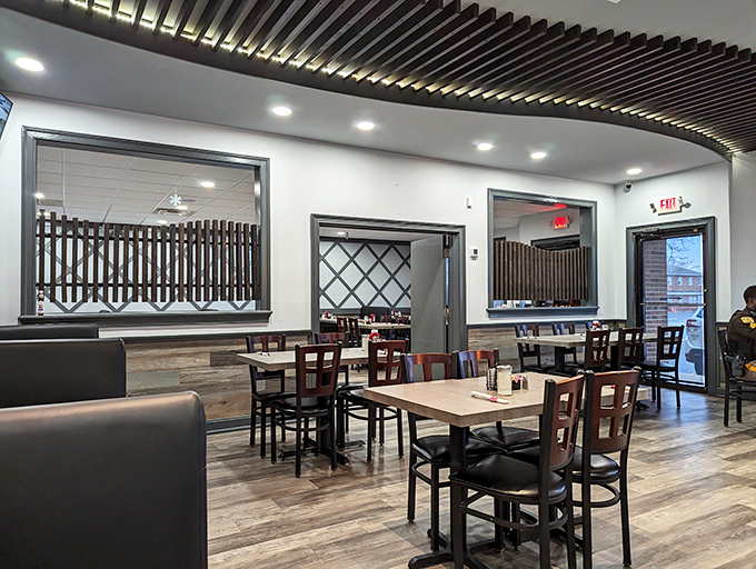 Clean lines, warm wood tones, and thoughtful lighting create a space where lingering over that second cup of coffee feels like the right decision.