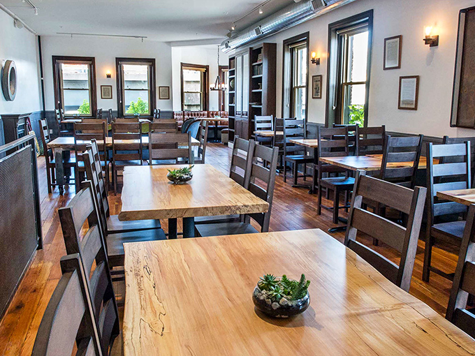The dining room feels like eating in your most stylish friend's converted loft space.