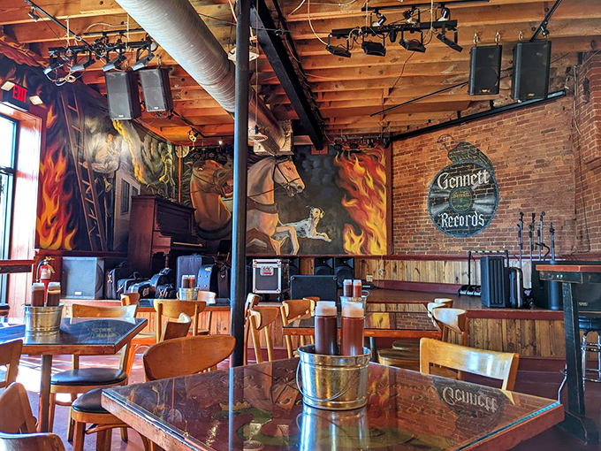 Murals of firefighting history remind you that this place has always been about taming flames—now they're just doing it deliciously.