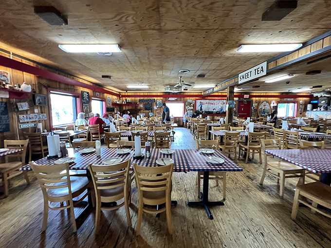 Nothing fancy here, just honest tables where countless happy memories have been made between mouthfuls of Southern comfort.