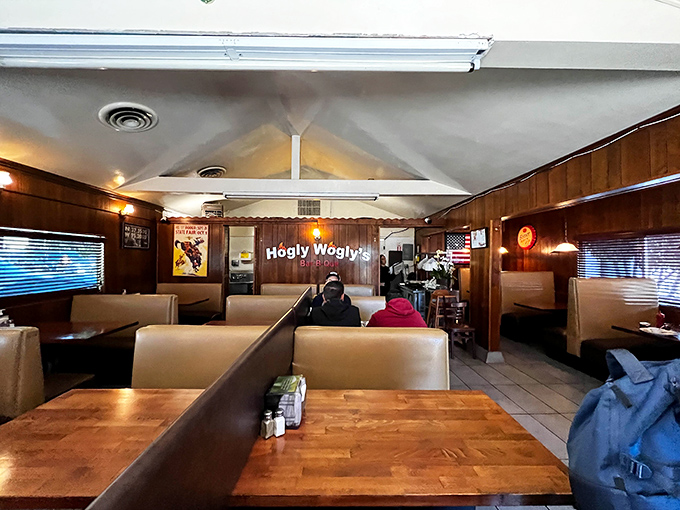The dining room feels like a time capsule where calories don't count and napkins are mandatory, not optional.