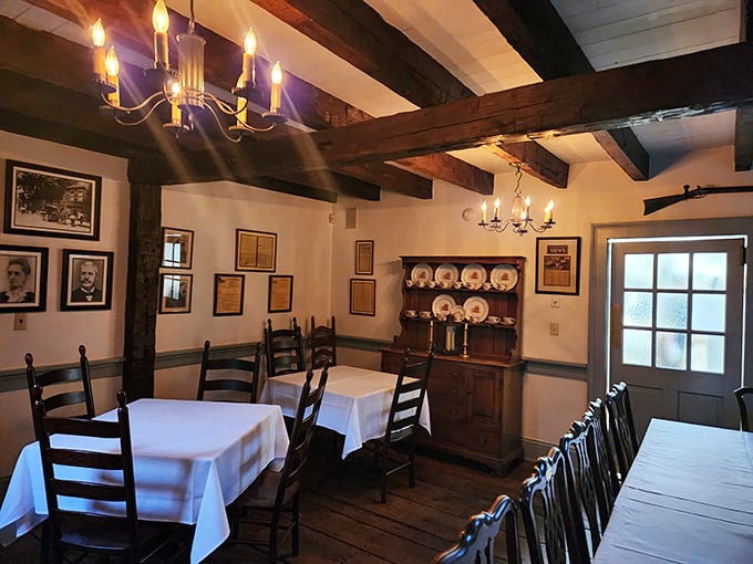 Exposed beams, candlelit chandeliers, and history seeping from every corner – dining rooms like this make fast food feel like punishment.
