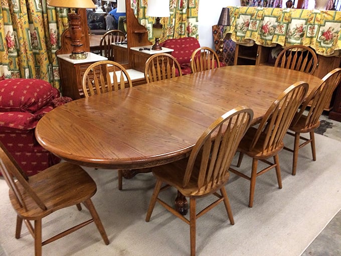 This solid oak dining set isn't just furniture – it's a future heirloom waiting for new family traditions to begin. 