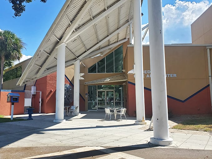The Fine Art Center welcomes visitors with its distinctive modern design. A creative sanctuary where Florida's bright sunlight transforms into artistic inspiration.