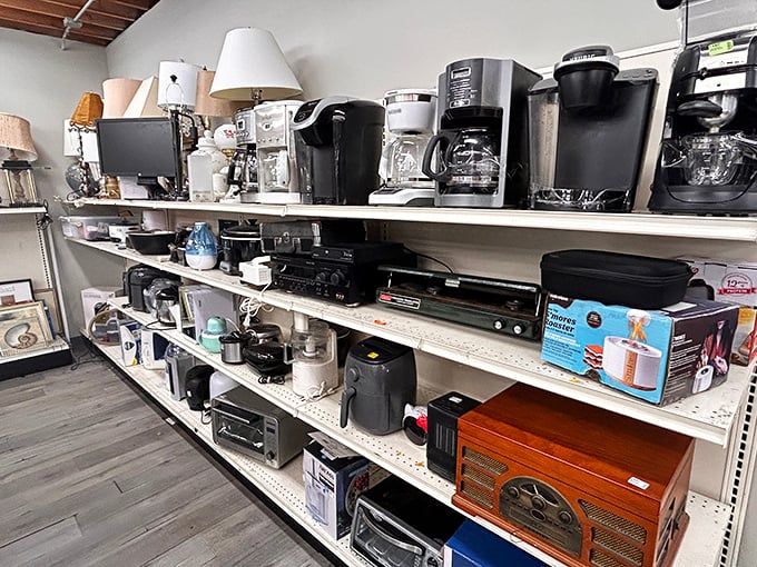 The small appliance section: where coffee makers, record players, and kitchen gadgets await their second act in your home.