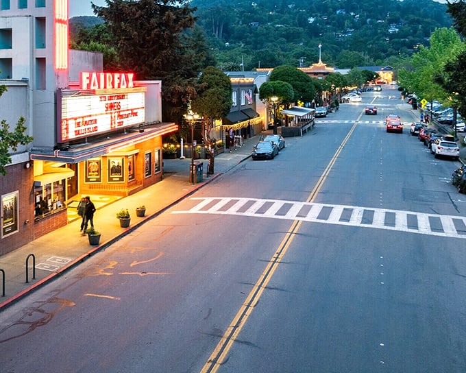 Not Bolinas, but nearby Fairfax – another Marin County town with its own brand of quirky charm and vintage movie theater magic.