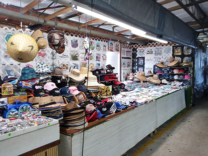 Hat heaven or accessory overload? This vendor's colorful display offers protection from Florida's sunshine with a side of personal style.
