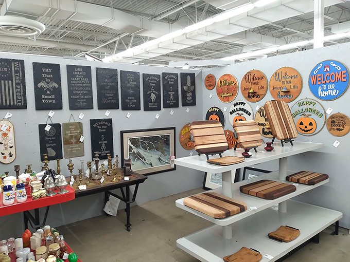 Home decor that spans decades—from farmhouse chic cutting boards to Halloween-ready signs that scream "I have seasonal throw pillows."