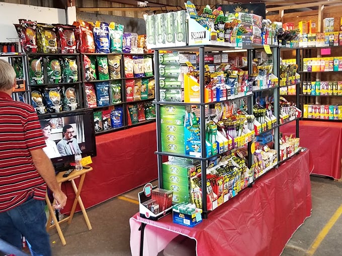 Snack heaven! This meticulously organized candy and treat booth proves that sometimes the sweetest finds come in the most unexpected places.