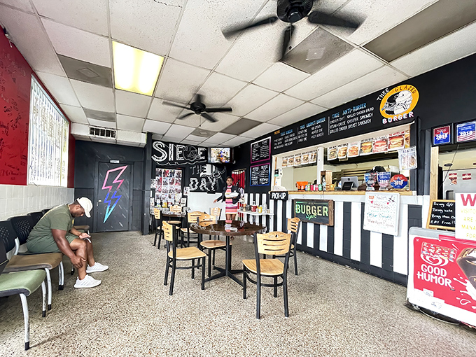 The lightning bolt on the wall is truth in advertising—your taste buds are about to get shocked in the best possible way.