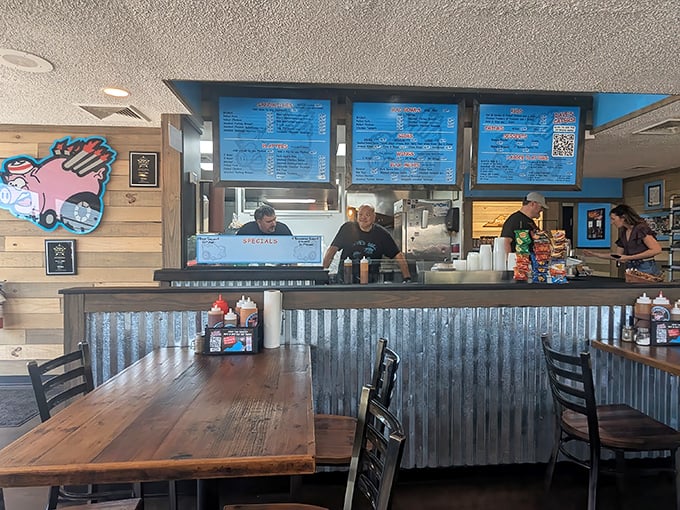 The counter service setup – where BBQ dreams come true and diet plans go to die. Worth every napkin you'll need.