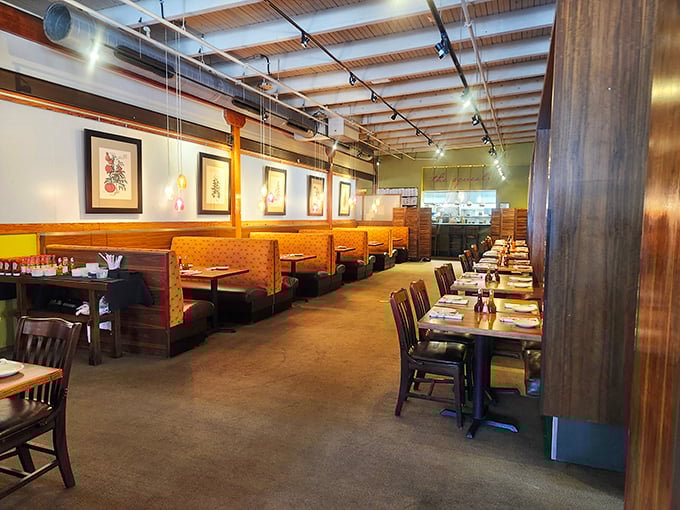 The dining room manages that perfect sweet spot—upscale enough for a celebration, casual enough that sauce on your shirt is a badge of honor.