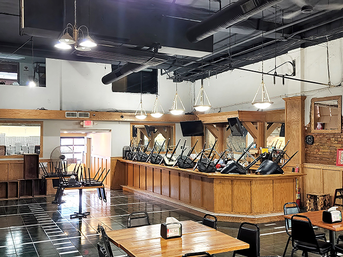 The dining room has that "everybody knows your order" vibe, with chairs stacked at day's end—a restaurant that's lived many stories.