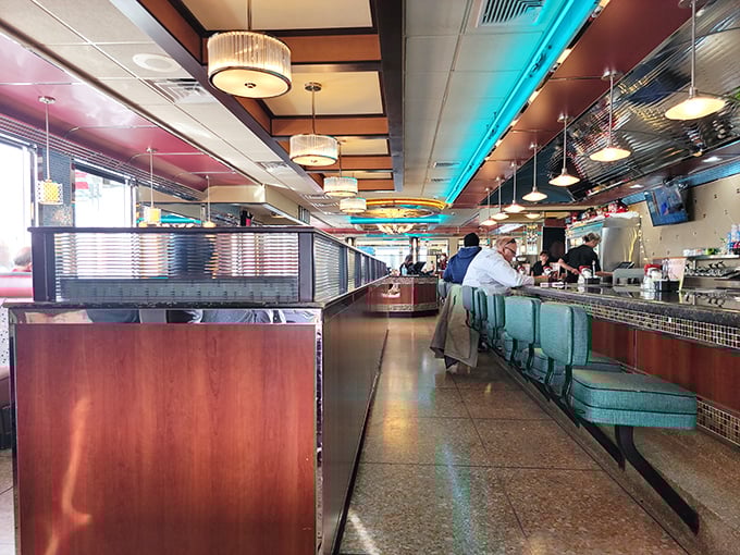 The counter seating offers front-row tickets to the greatest show on earth: short-order cooks performing breakfast ballet with spatulas and speed.