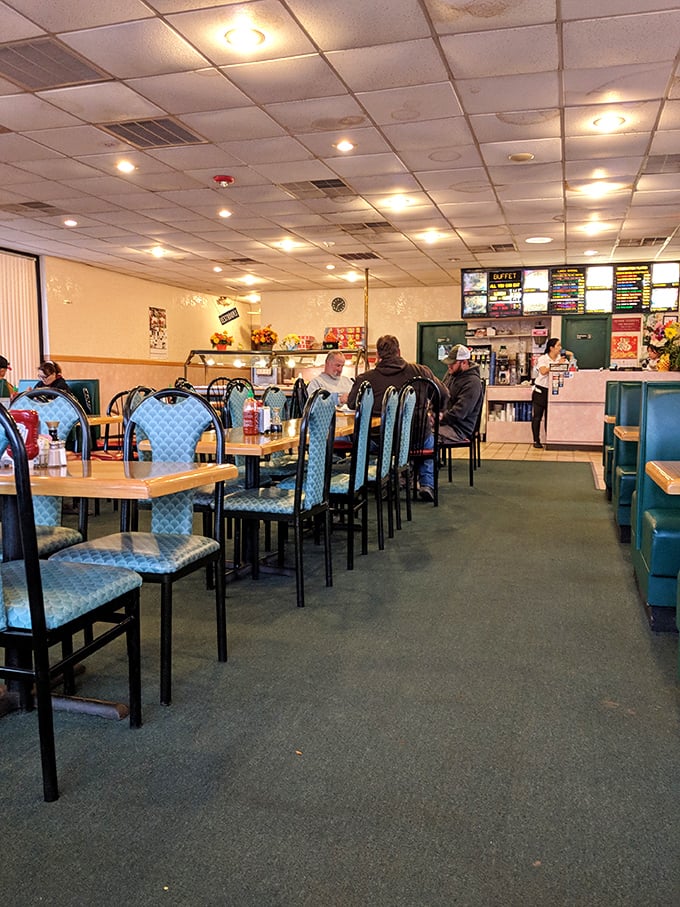 The dining room's unpretentious charm lets you focus on what matters—filling your plate with another round of your favorites.
