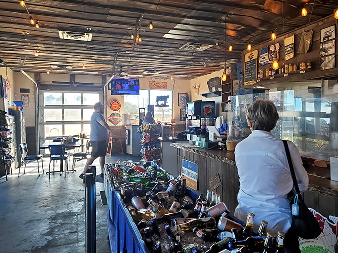 Wooden booths, American flag art, and TVs tuned to sports—the barbecue trifecta that says, "Stay awhile, we've got nowhere to be."