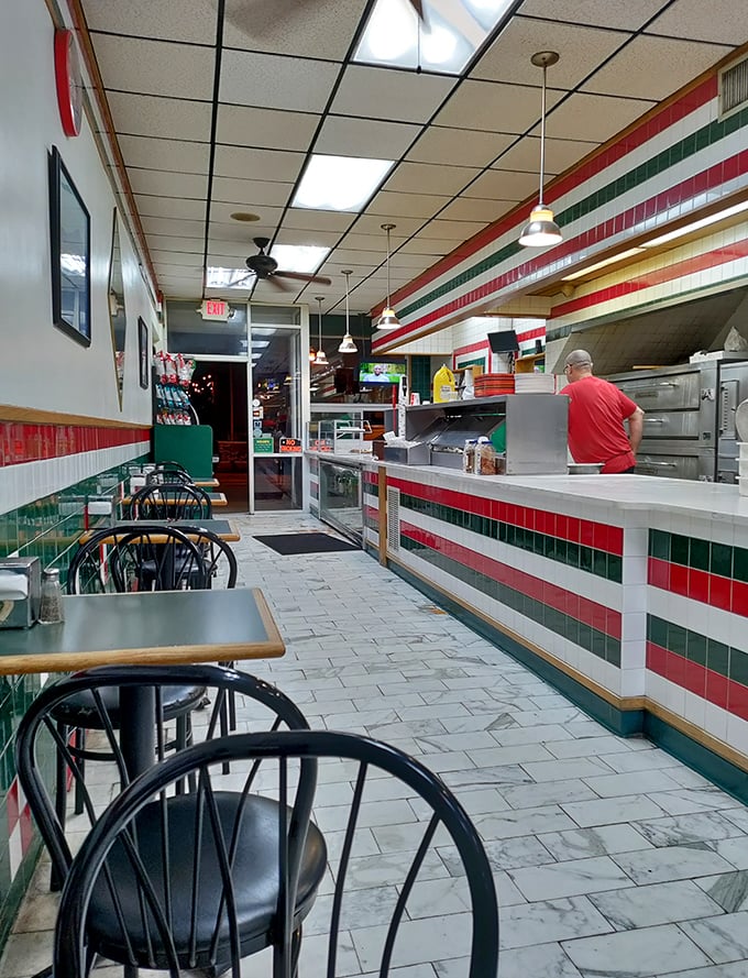 The view from here promises good times ahead – those tiles have seen more happy feet than a penguin movie.