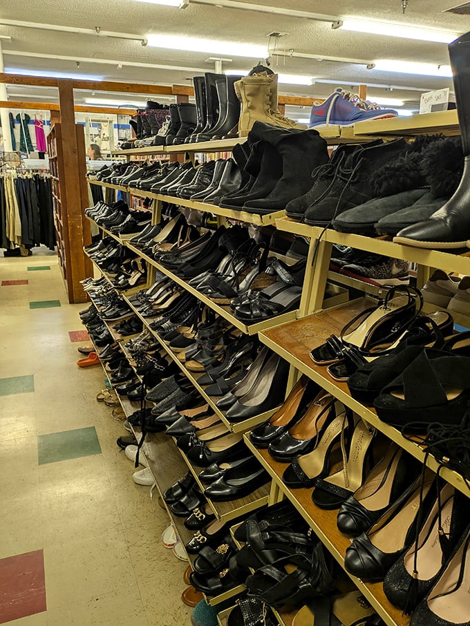 Shoe paradise stretches before you—hundreds of pairs with broken-in comfort and character you can't find at the mall.