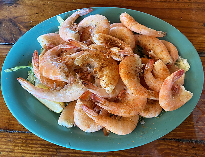 Pink shrimp so fresh they practically jumped from the ocean to your plate, seasoned simply because perfection needs no embellishment.