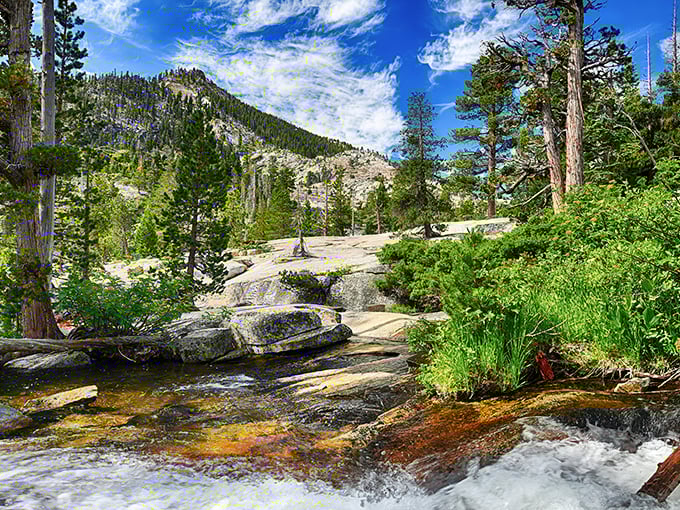 Sierra streams carve their patient path through ancient granite, creating nature's version of a meditation app—just add sunshine.