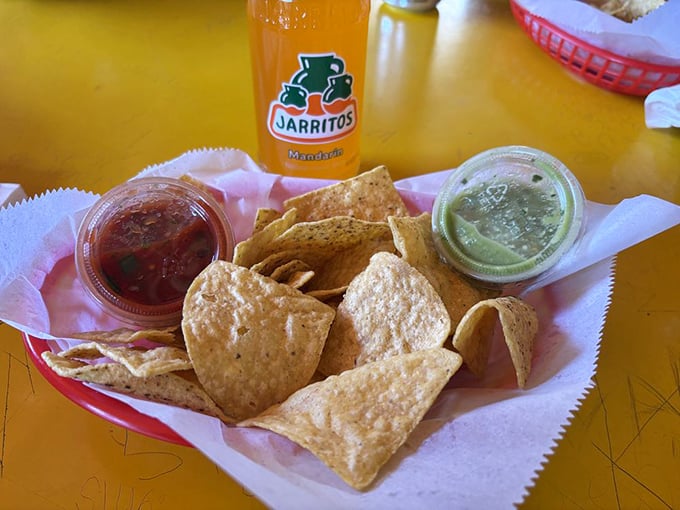 Chips, salsa, and a Jarritos soda – the holy trinity of Mexican meal starters that makes waiting for your main dish a pleasure, not a chore.