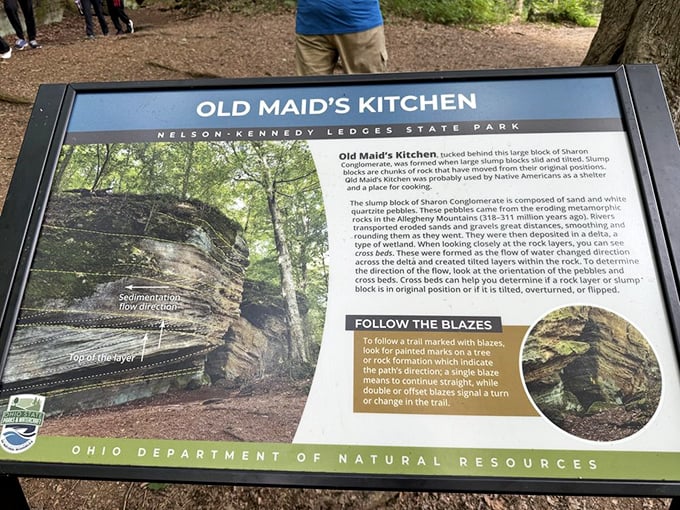 "Old Maid's Kitchen" – where geology meets history. These massive rock formations tell stories older than any cookbook, shaped by time's patient hands.