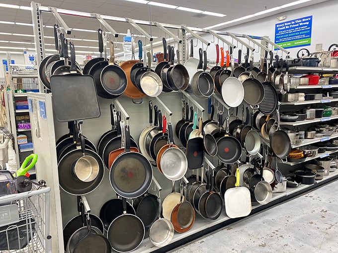 Cast iron skillets and mysterious kitchen gadgets that would make Julia Child curious about their purpose.